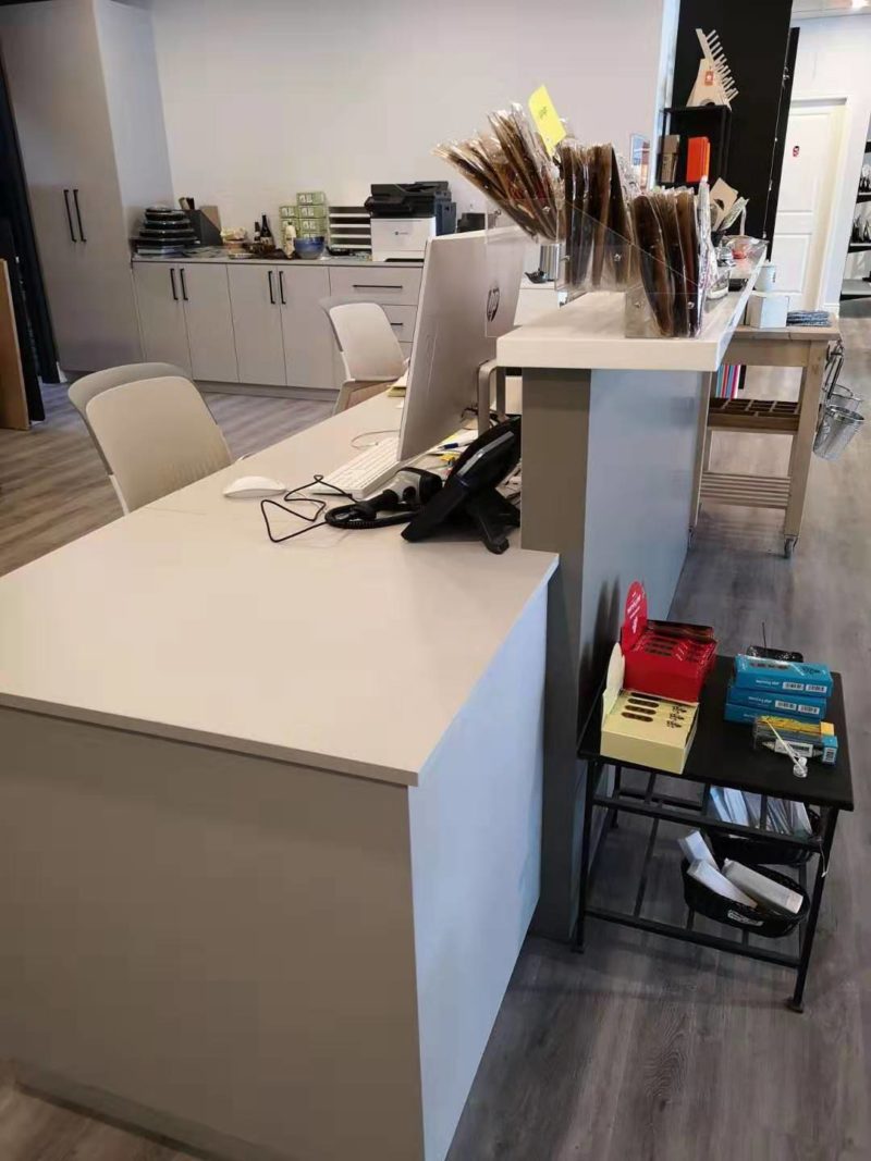 Commercial Office Cabinetry and Reception Counter with Duo Level Design ...